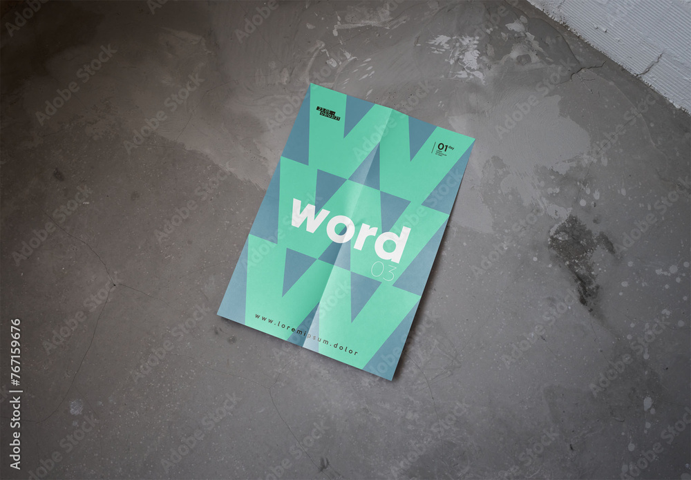 Mockup of customizable A2 poster, folding marks Stock Template | Adobe ...