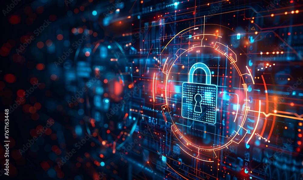 Fortifying Digital Frontiers, Conceptualizing Cyber-Security Barrier Stock Illustration | Adobe ...