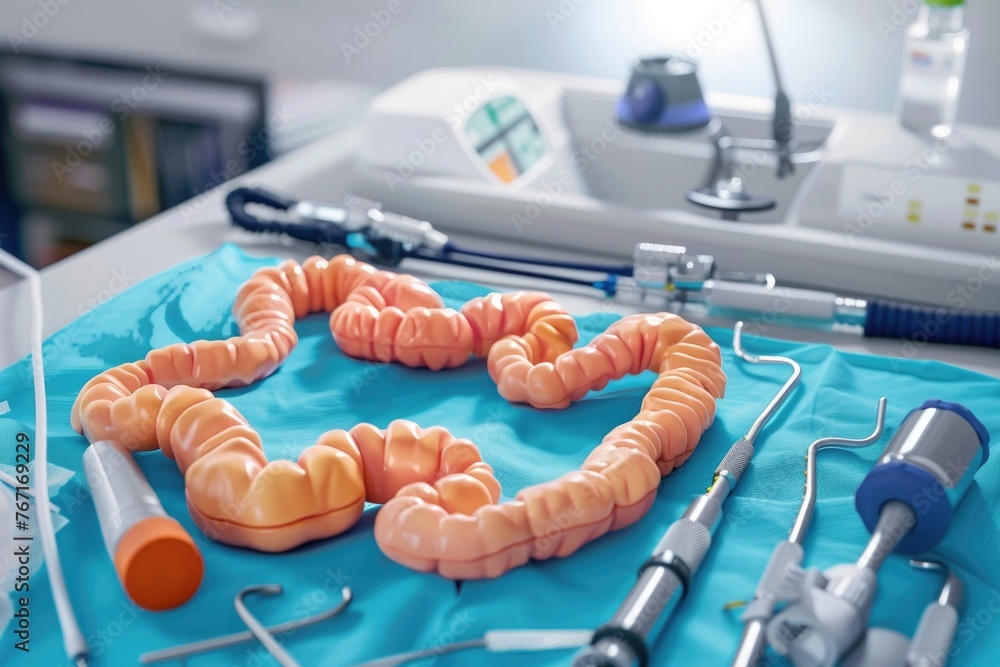 Educational illustration of colon screening procedures like colonoscopy ...