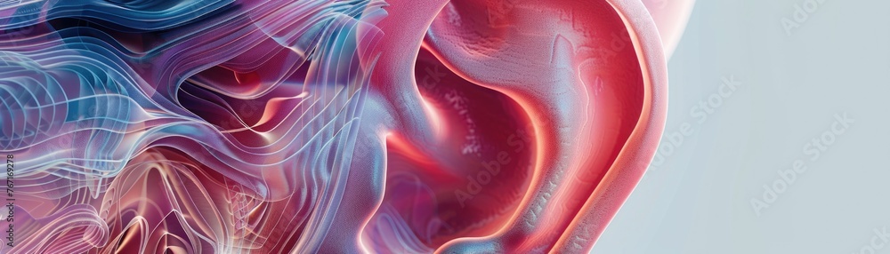 Simplified diagram of the ear showing the path of sound waves from the ...