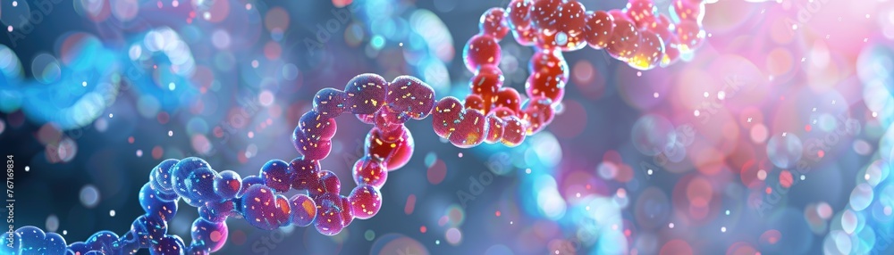 Closeup illustration of a protein molecule, emphasizing the complex ...