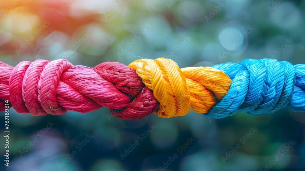 Team rope diverse strength connect partnership together teamwork unity ...
