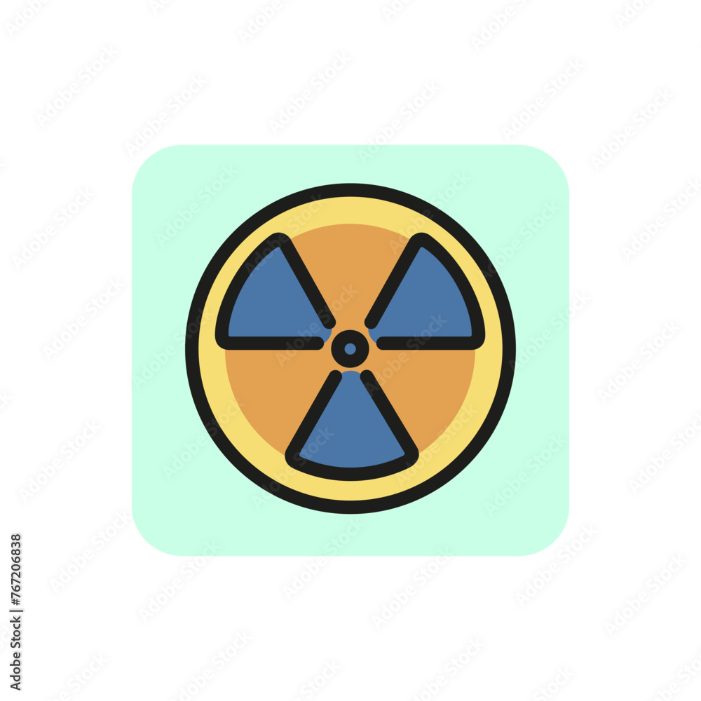 Line icon of radiation hazard sign. Radioactive substance, nuclear ...