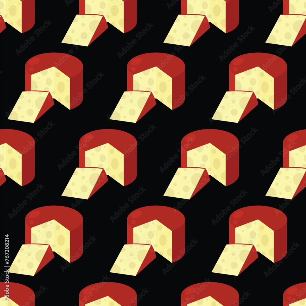 Seamless pattern with different types of cheese. Cheddar, brie ...