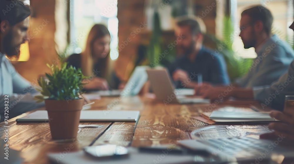 Team collaboratively working around a modern office table. Capturing the essence of teamwork in ...
