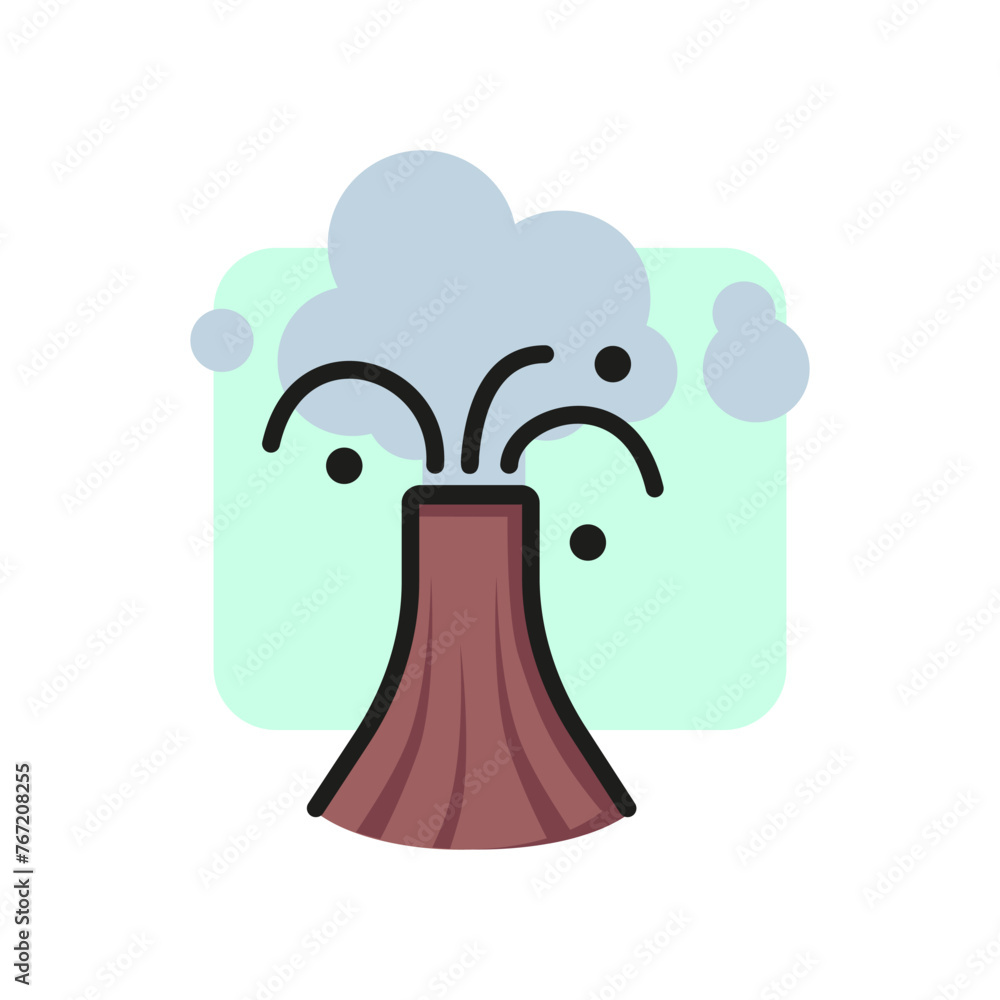 Line icon of volcano eruption. Eruption danger, seismically active zone ...