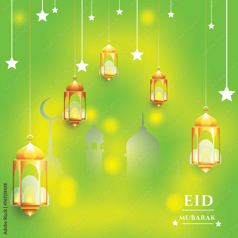 Eid Al Udha and Eid Al Fitr mubarak background design Stock ...