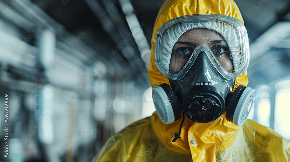 Visualize a worker wearing full personal protective equipment (PPE) in ...