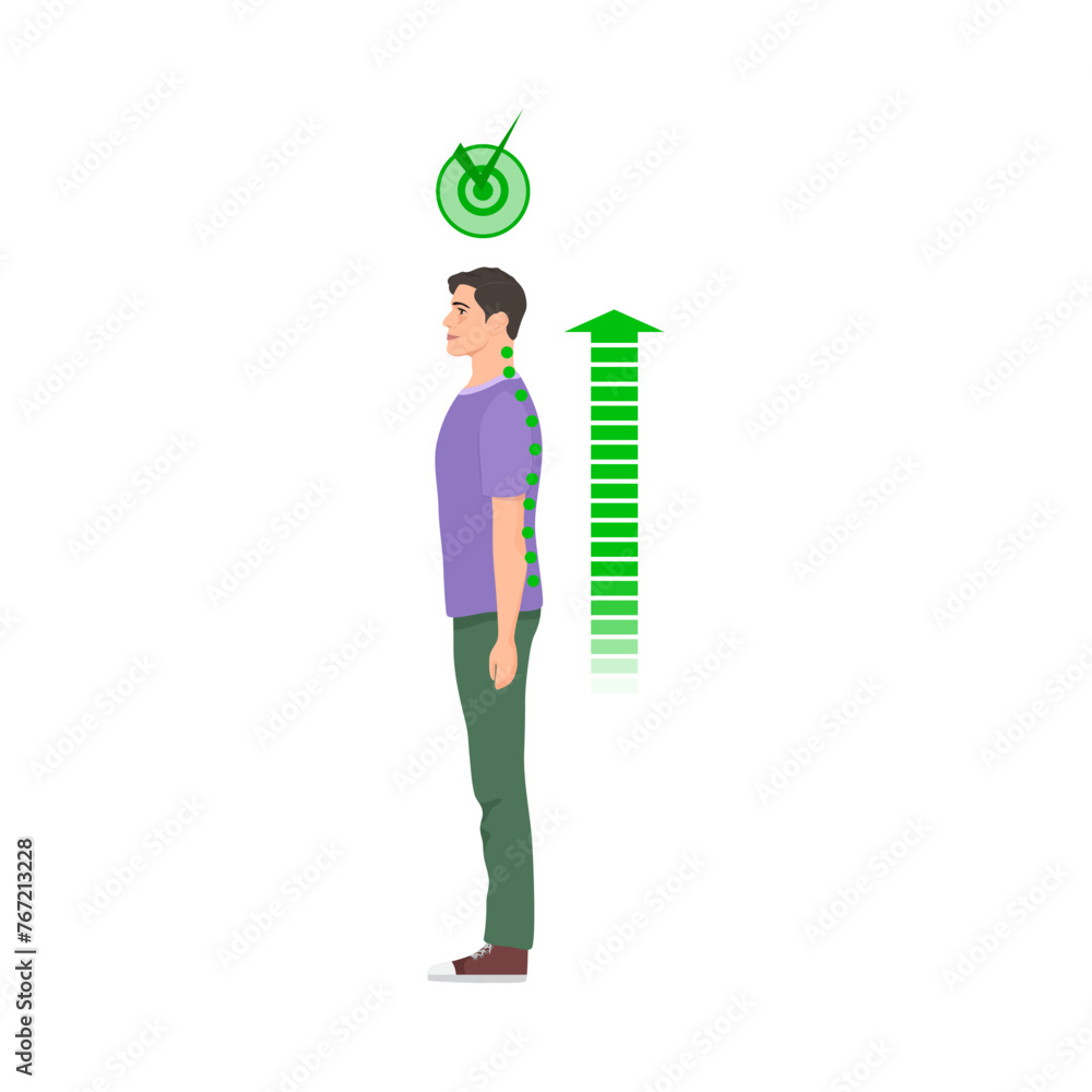 Standing man with correct spine posture. Spine health, good body pose ...