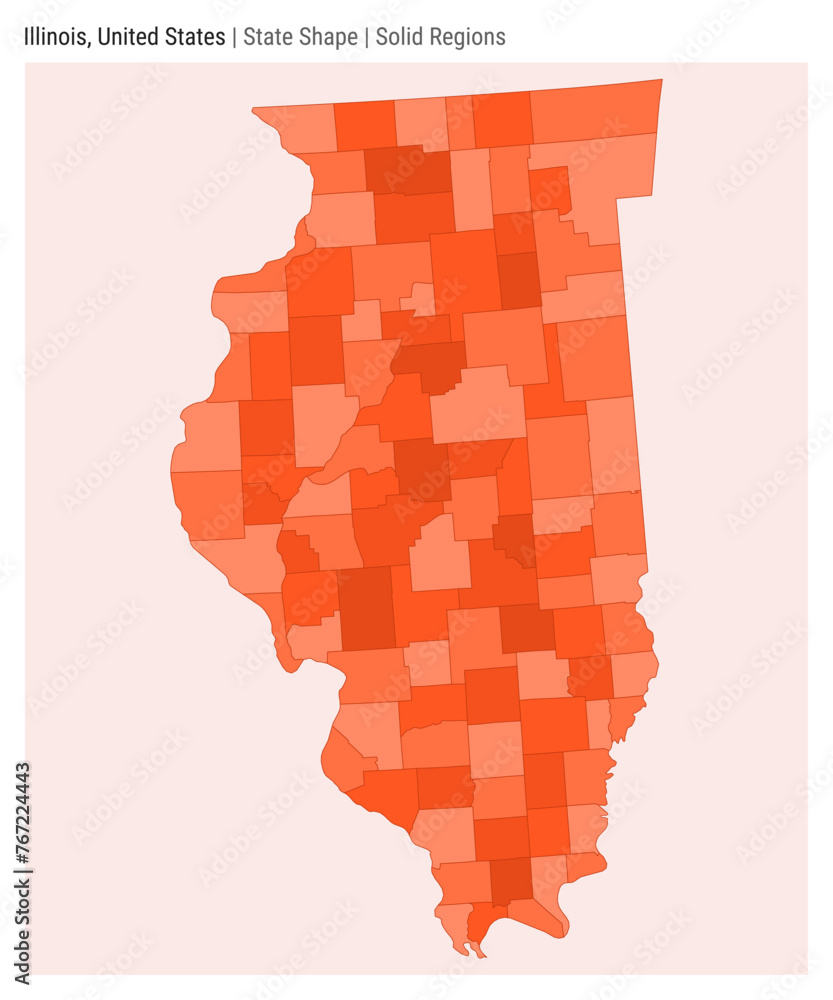 Illinois, United States. Simple vector map. State shape. Solid Regions ...
