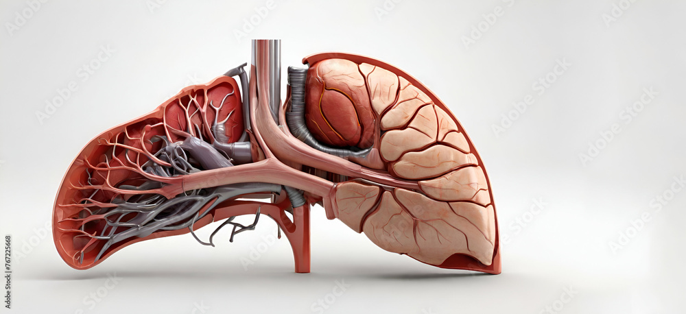 Unhealthy human liver in blank backgroundRealistic liver anatomy ...