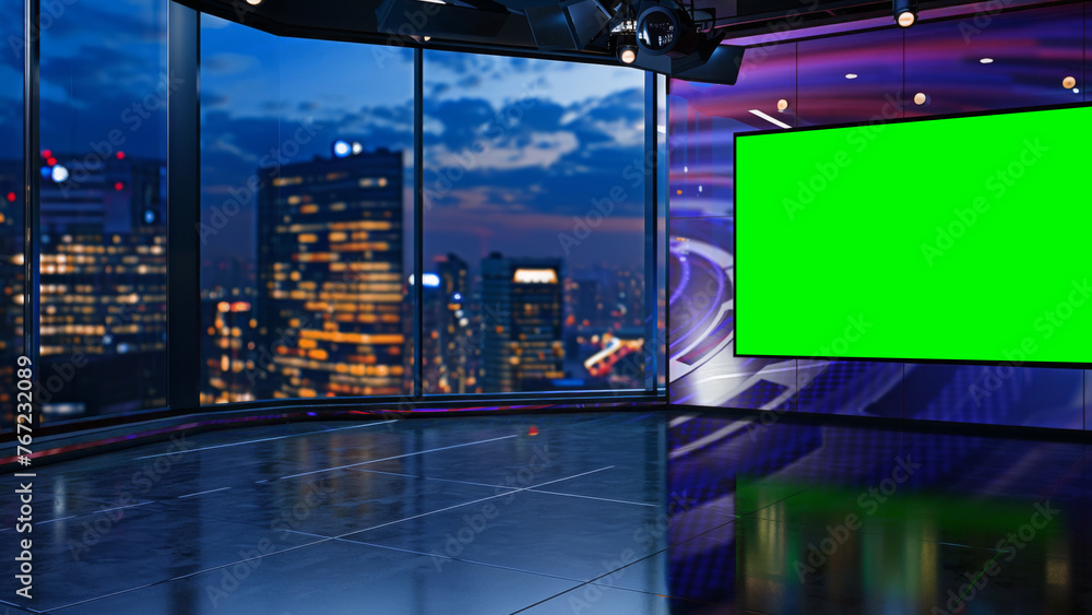 3D Virtual TV Studio News, Backdrop For TV Shows .TV On Wall.3D Virtual ...