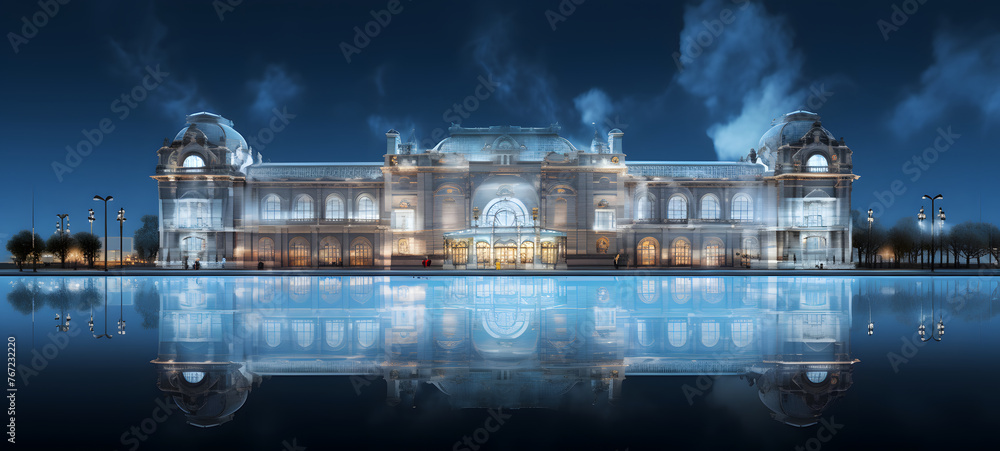 A detailed realistic cross section elevation render drawing of a ...