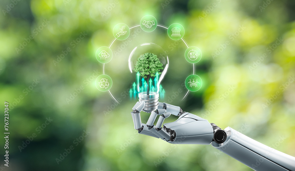 ESG and Sustainable development goal (SDGs) concept.bulb light and tree ...