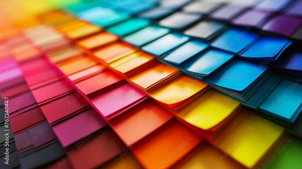 Color swatches book. Rainbow sample paper colors catalogue. Stock Photo ...