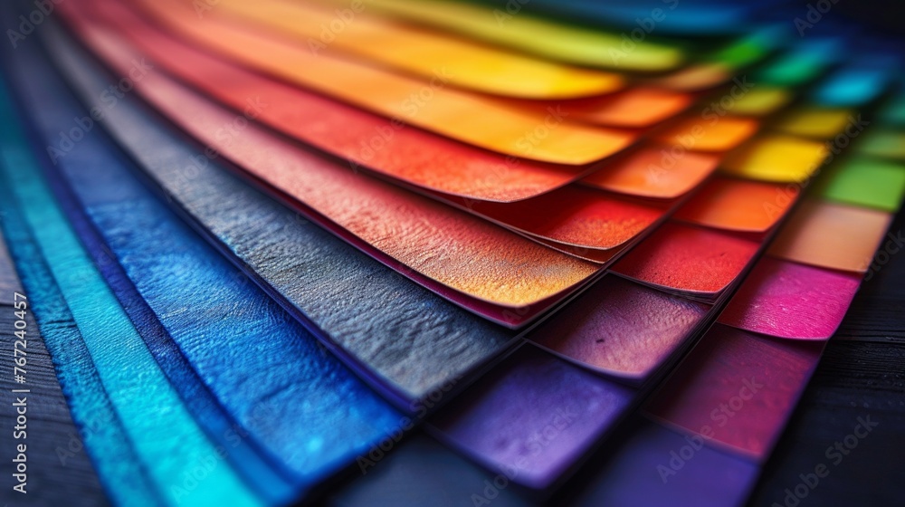 Color swatches book. Rainbow sample paper colors catalogue. Stock Photo ...