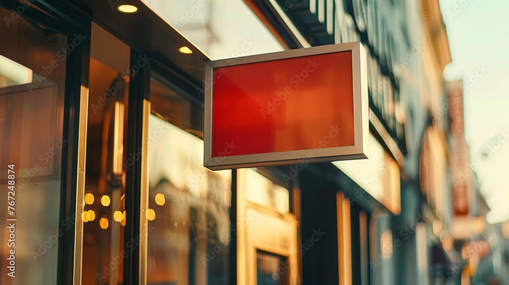 hollow square shop signboard layout. Lightbox attached to the wall on ...