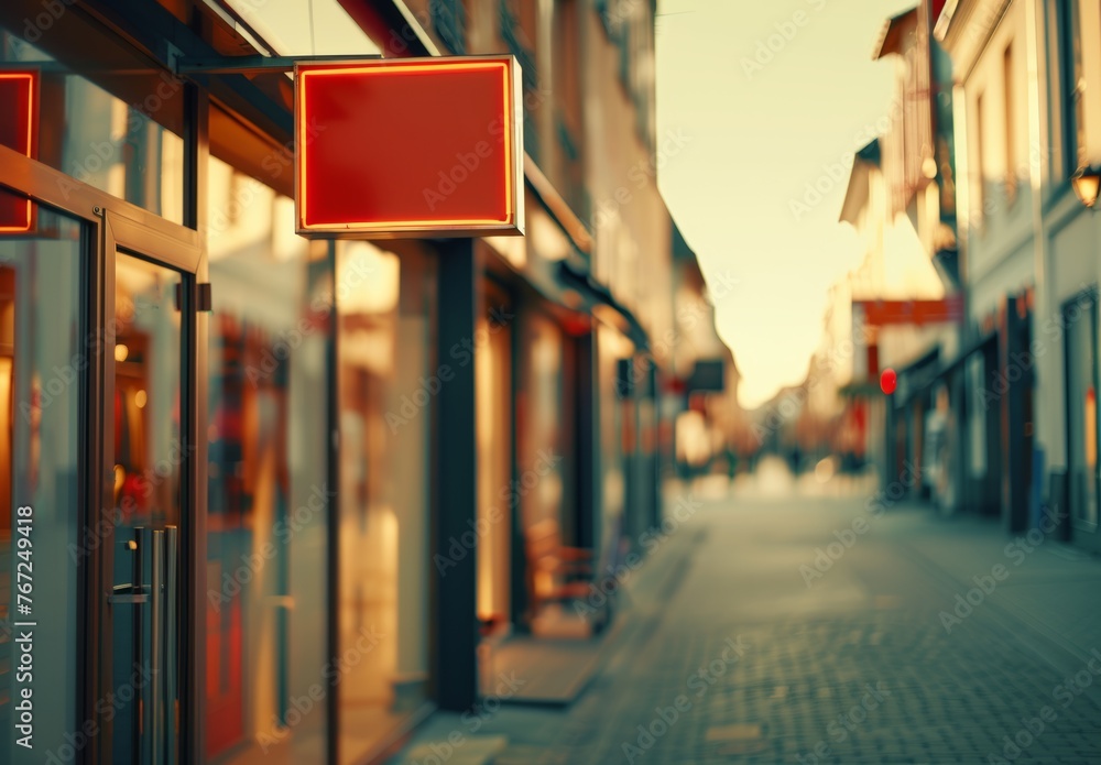 hollow square shop signboard layout. Lightbox attached to the wall on ...