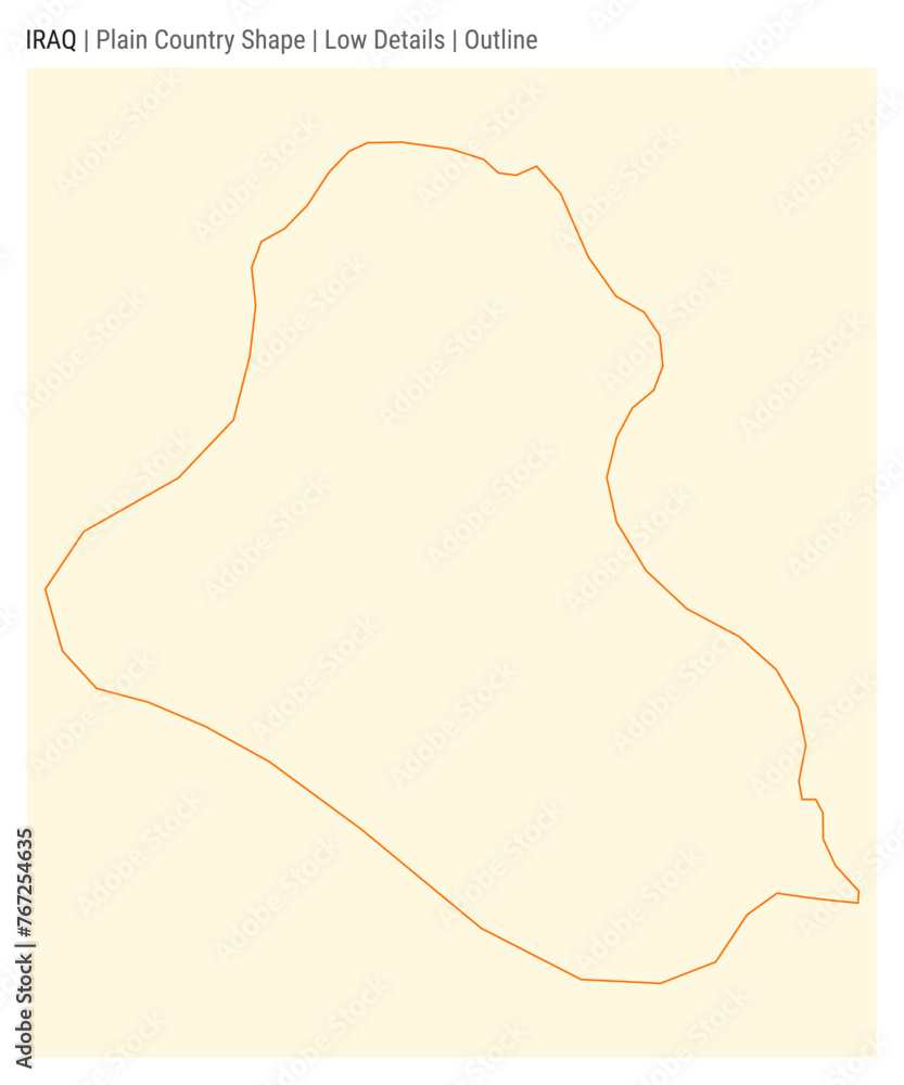 Republic of Iraq plain country map. Low Details. Outline style. Shape ...