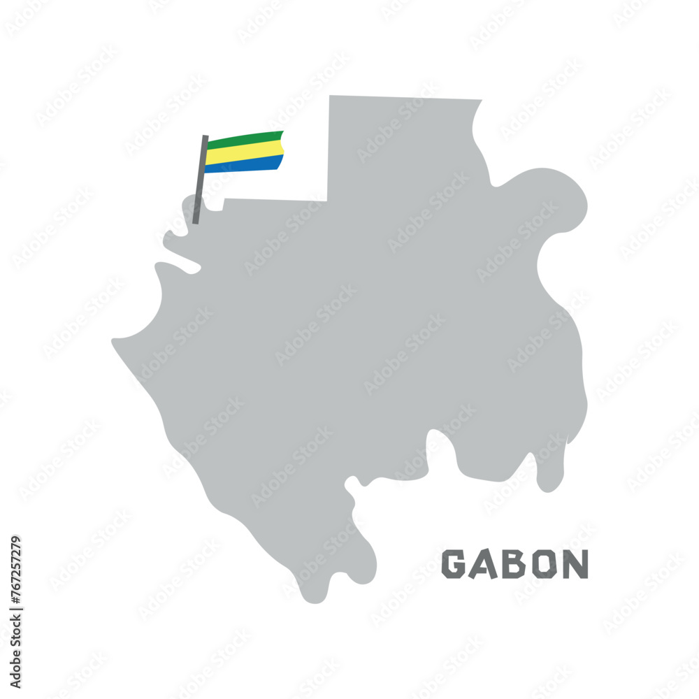 Gabon vector map with the flag inside. Map of the Gabon with the ...