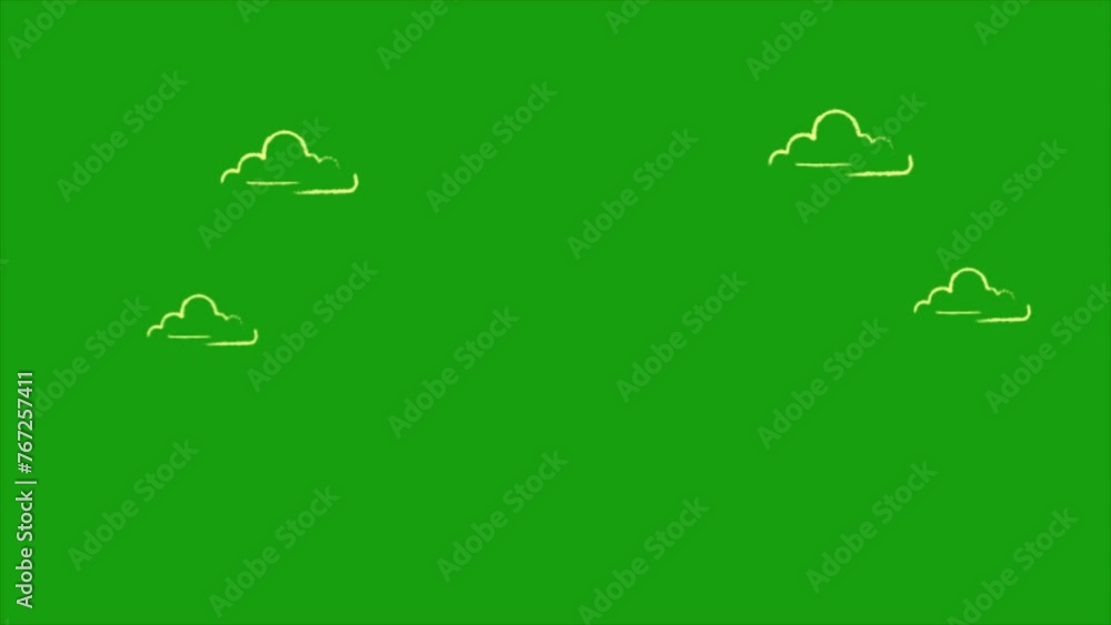 cloud line drawing animation on green screen 2d animation Full HD Stock ...