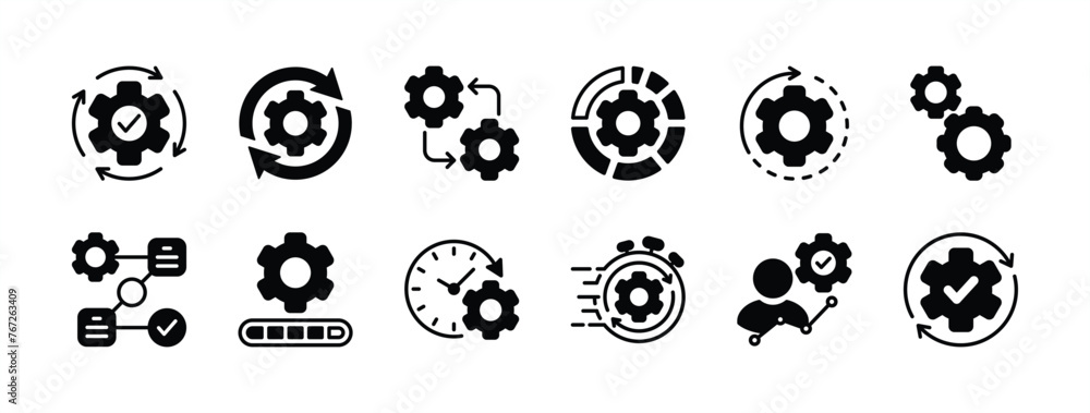 Business process icon set. Containing productivity, workflow, progress ...