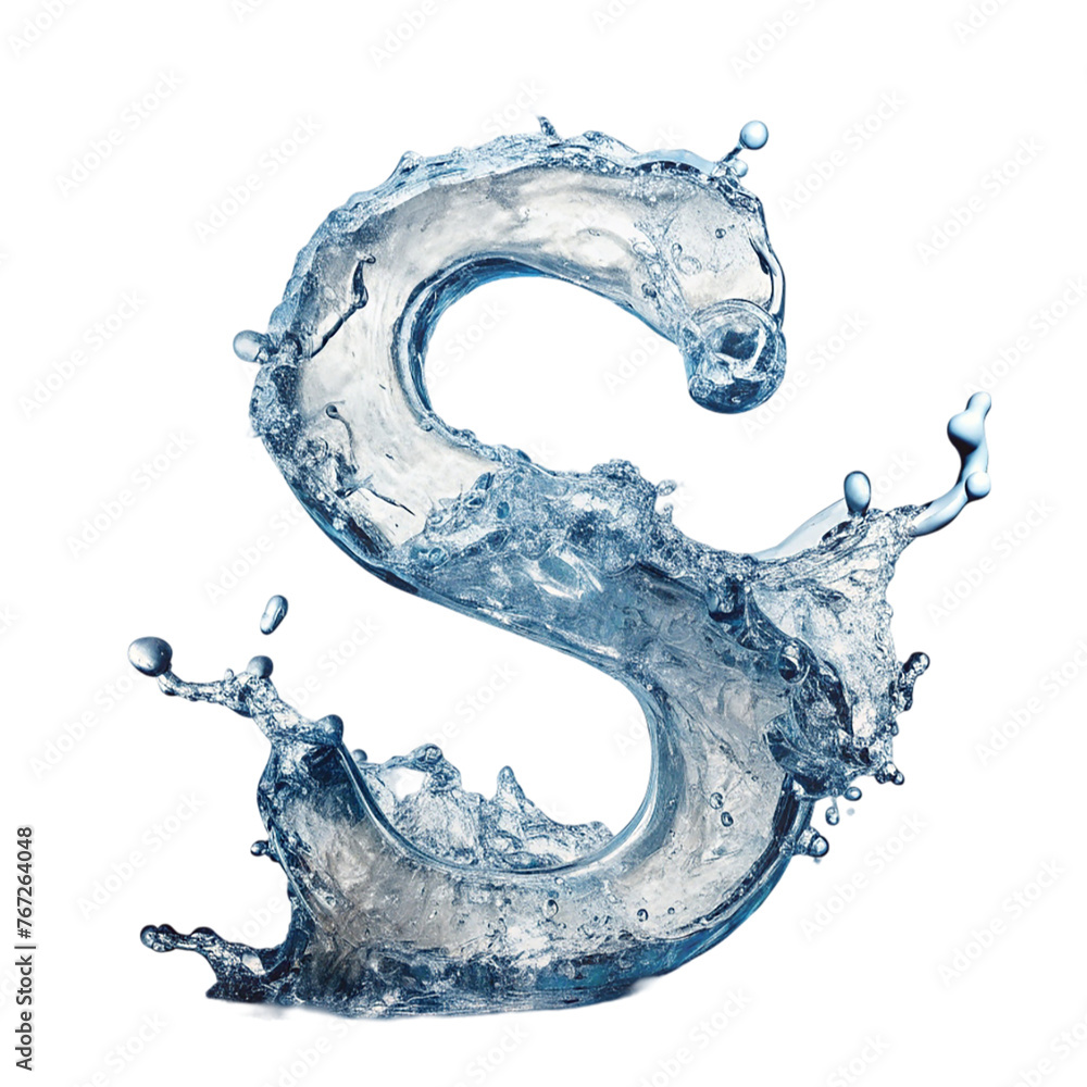 Letter S made of water splash, on transparent background Stock ...