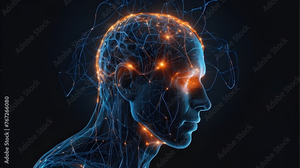brain anatomy, x ray of human brain, Digital light electrical activity ...