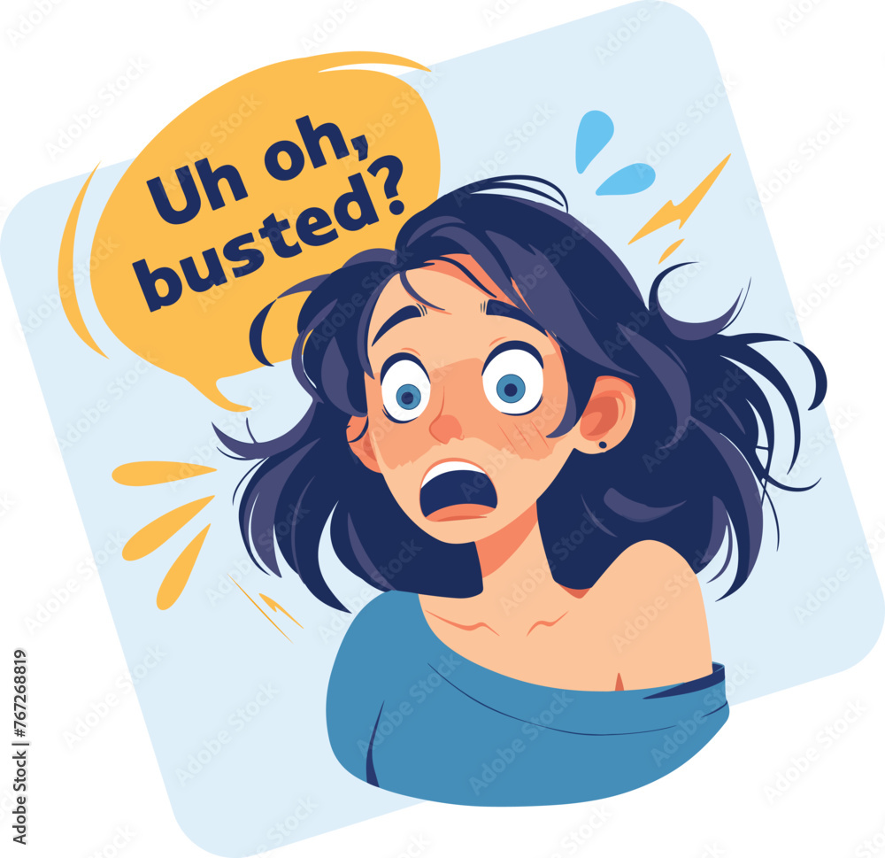 Flat vector illustration of an very surprised and shocked woman with ...