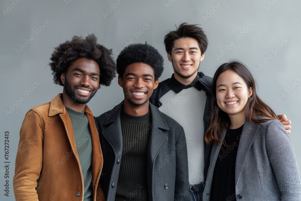 Group of positive handsome very different people, students, managers ...