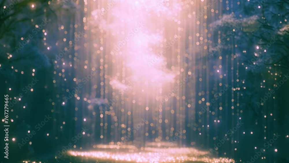 Vidéo Stock Magical fantasy forest road sparkling lights. In magical ...