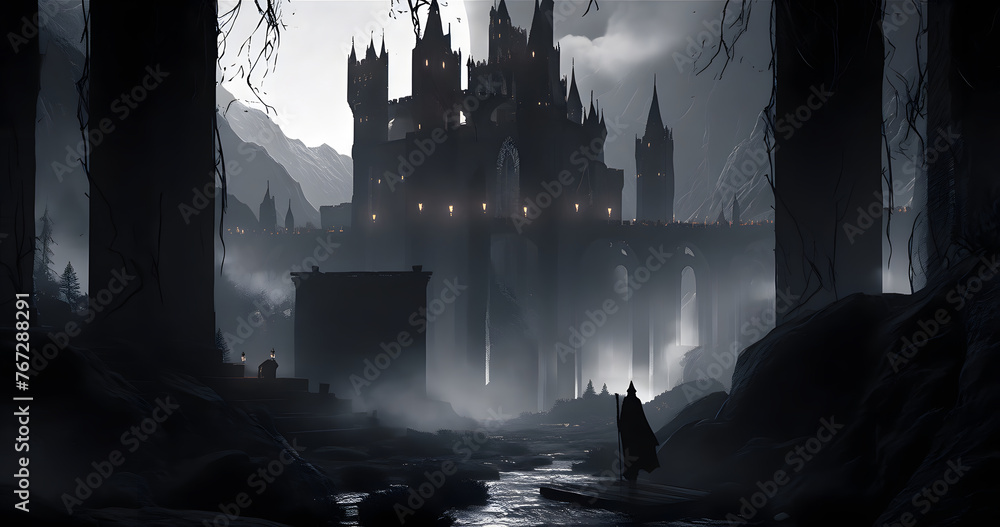Darkness black and white 80s Castle Vania, castle of the king of ...