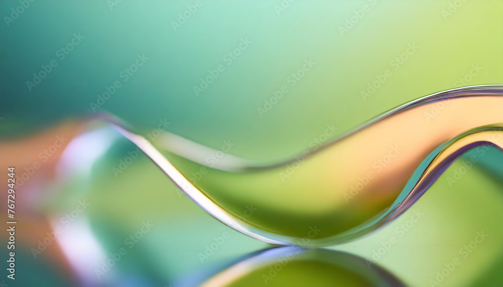 Abstract liquid glass shape with colorful reflections. Ribbon of curved ...