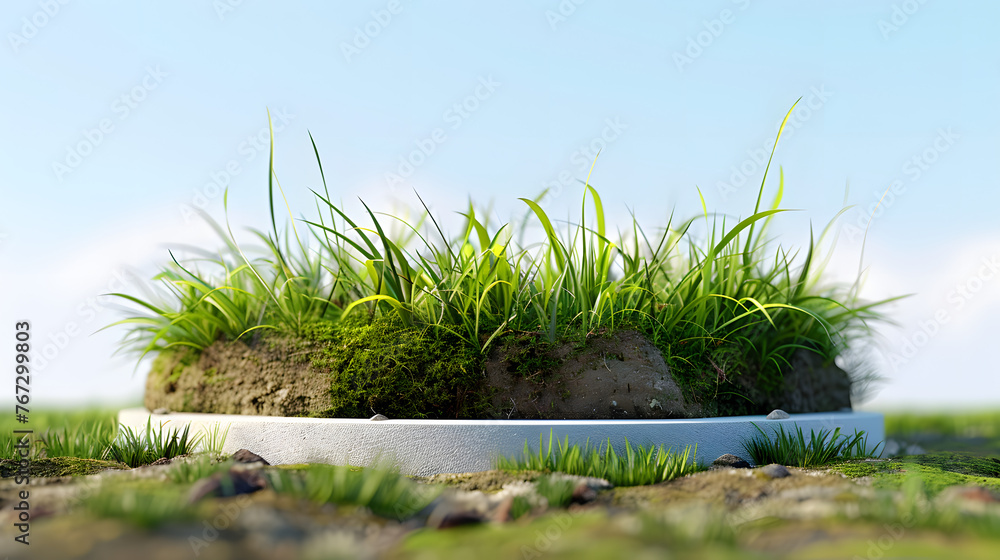 Grass 3D ground land green field earth garden soil isolated background ...