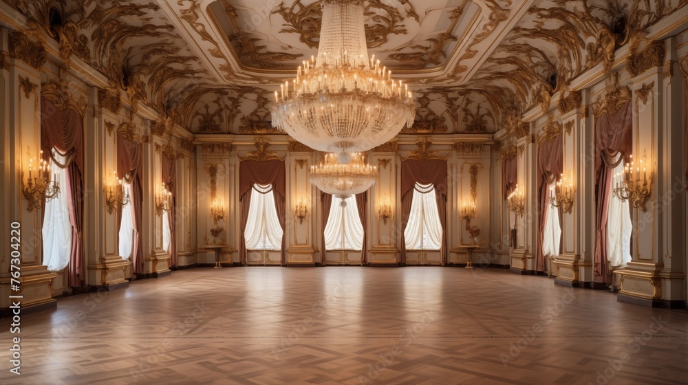 Lavish Gilded Age ballroom with plaster crown moldings crystal ...