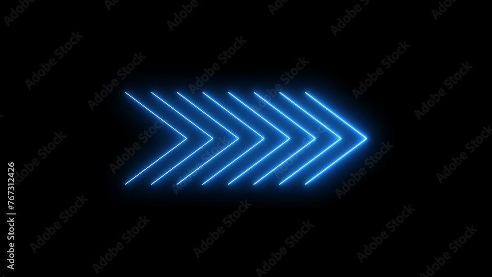 abstract Neon light sign Arrows of royal blue light signal and royal ...