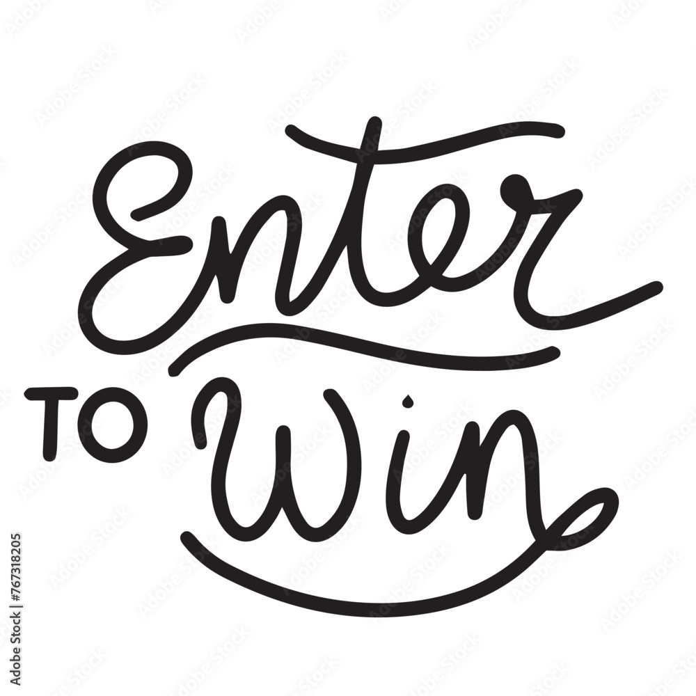 Enter to Win text in black color isolated on transparent background ...