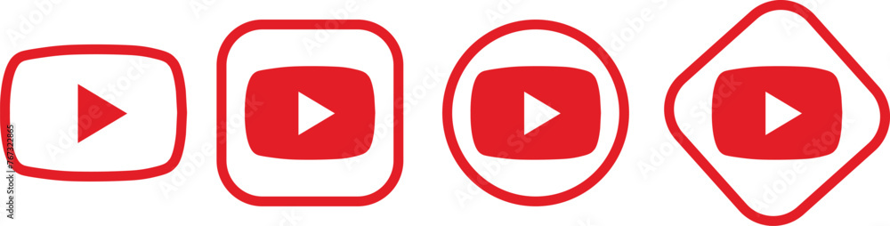 YouTube logo icon set. YouTube is a video sharing website. You tube red ...
