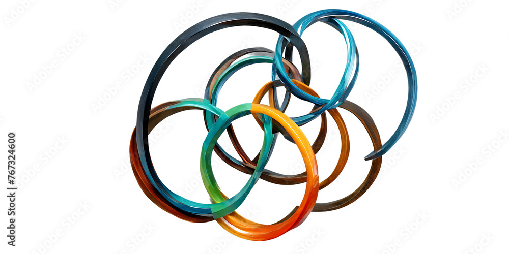 An abstract sculpture of interlocking rings Transparent Background ...