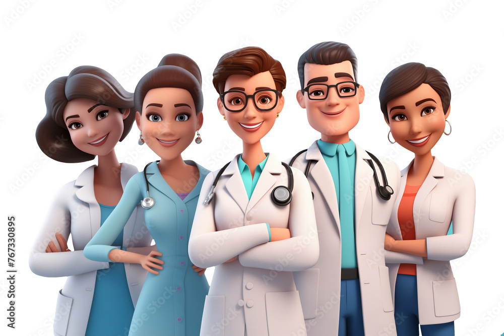 Smiling group of different doctors characters isolated. Medicine ...