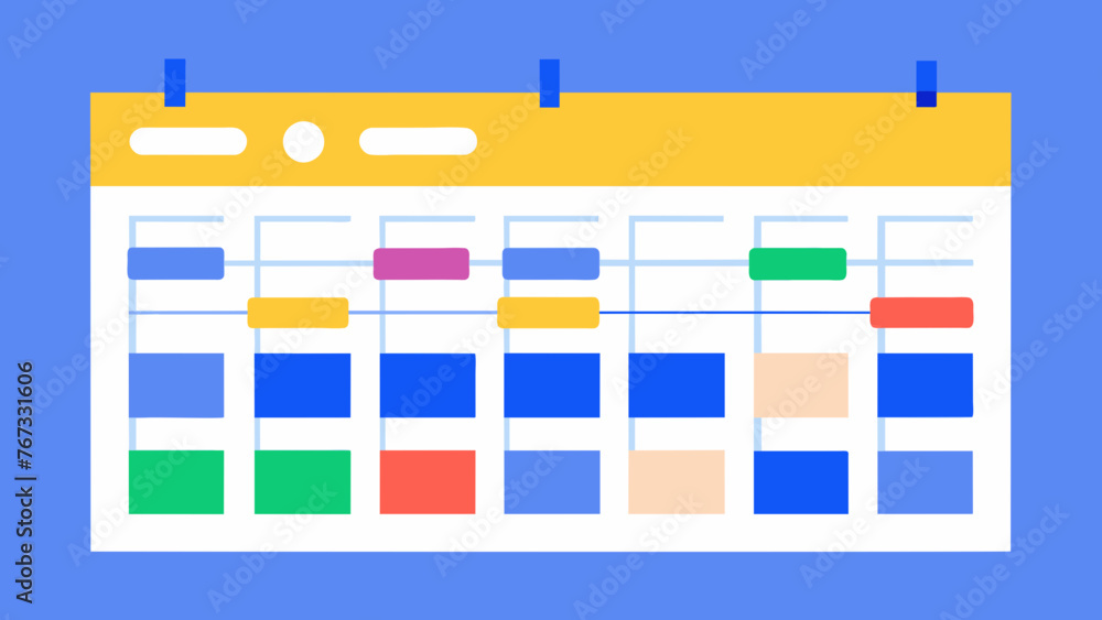A digital visualization of a calendar with colorcoded blocks indicating ...