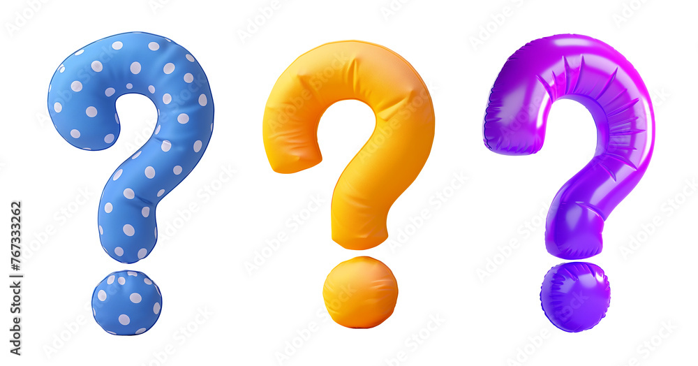 Bold inflatable question mark icons. Puffy inflated question symbol ...