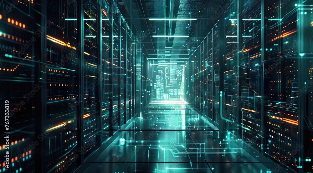 Salle de serveurs informatique, centre de données, data center dans un ...