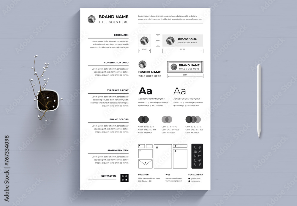 Brand Guidelines Poster Layout Stock Template | Adobe Stock