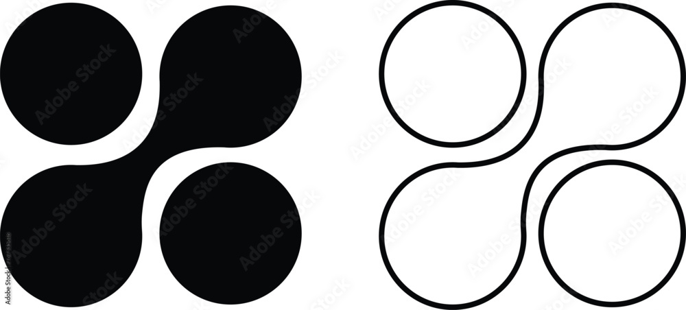 Metaball, connected dots, circles pattern, texture element icon set. Abstract point movement ...