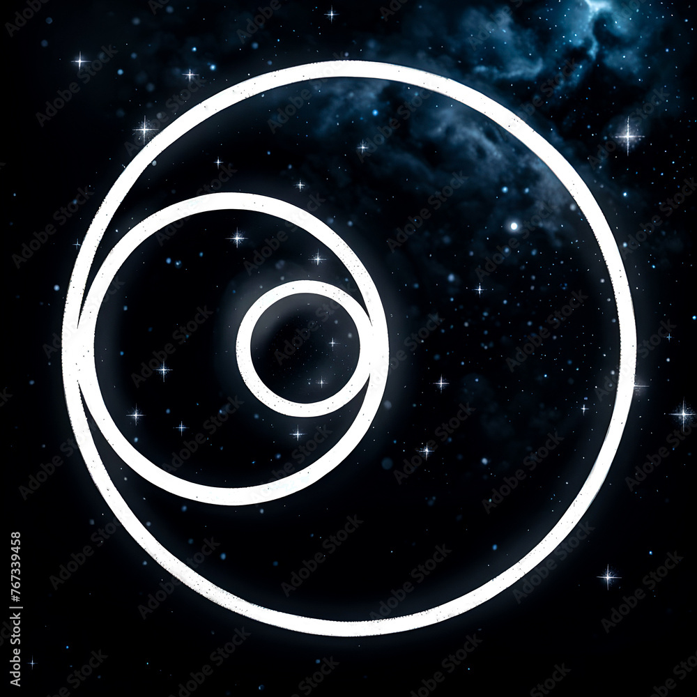 concept of three circles as a sun, on the night sky with stars Stock ...