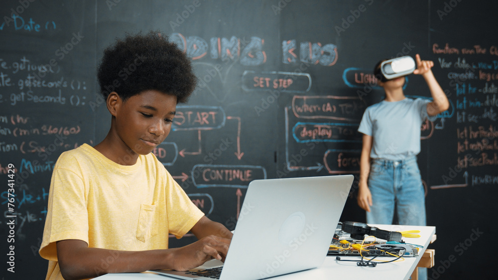 Smart african student programing and coding innovative system while ...