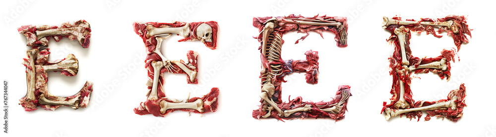 Letter E Horror alphabet and number concept. Halloween isolated text ...