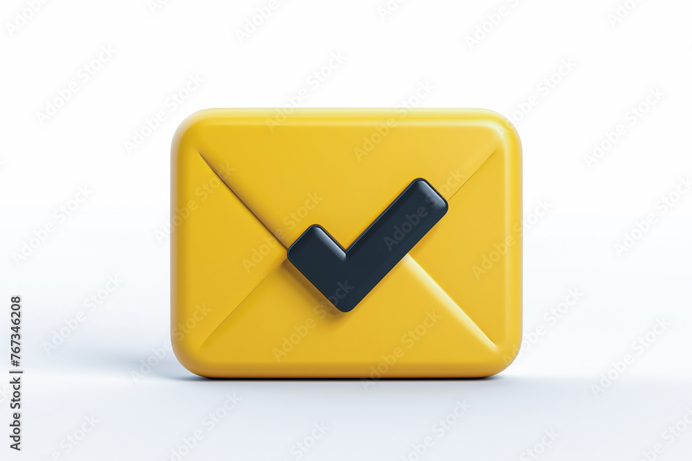 Yellow Check Mark Icon 3D Illustration Stock Illustration | Adobe Stock