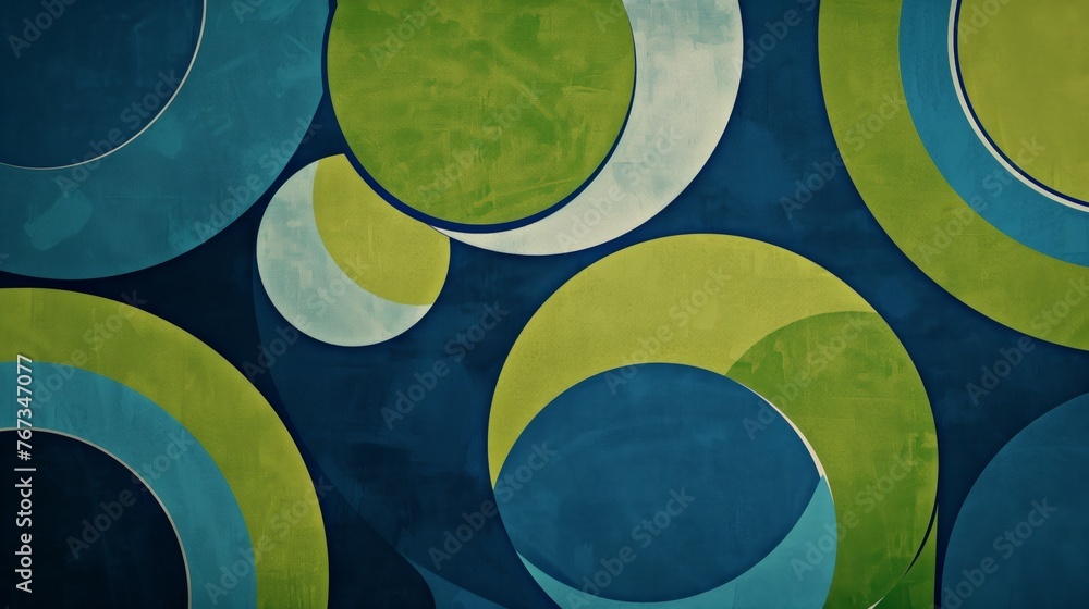 Retro background, styled like the 70s, using deep blue and green colors ...
